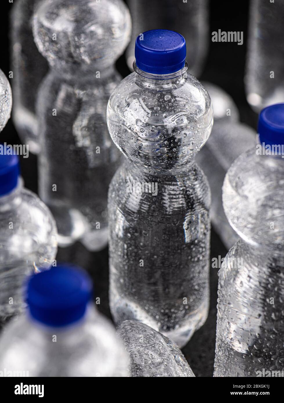 Bottles of chilled sparkling water as detailed close up shot Stock Photo - Alamy