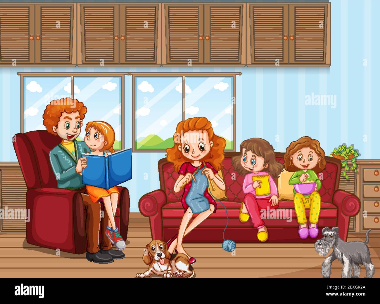 Scene with family having a good time at home illustration Stock Vector ...