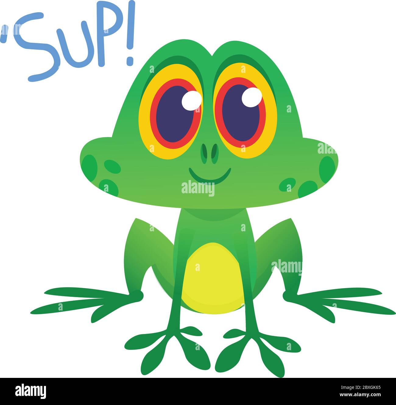 Funny Frog Cartoon Character saying 'Sup'. Vector illustration Stock ...