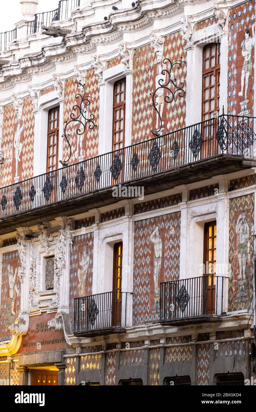 The Biblioteca Palafoxiana exterior facade, covered with colonial ...