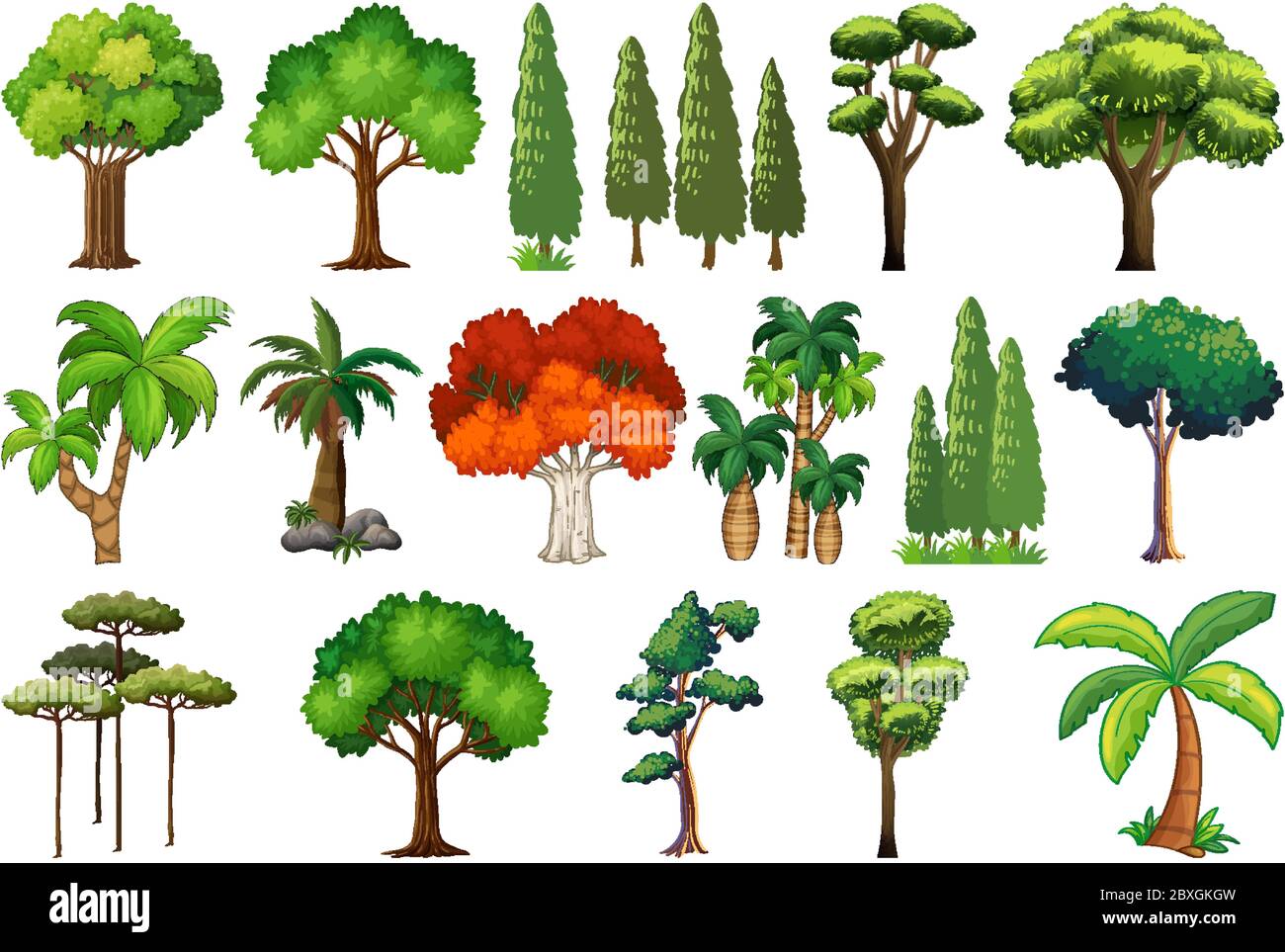 Set of variety plants and trees illustration Stock Vector Image & Art ...