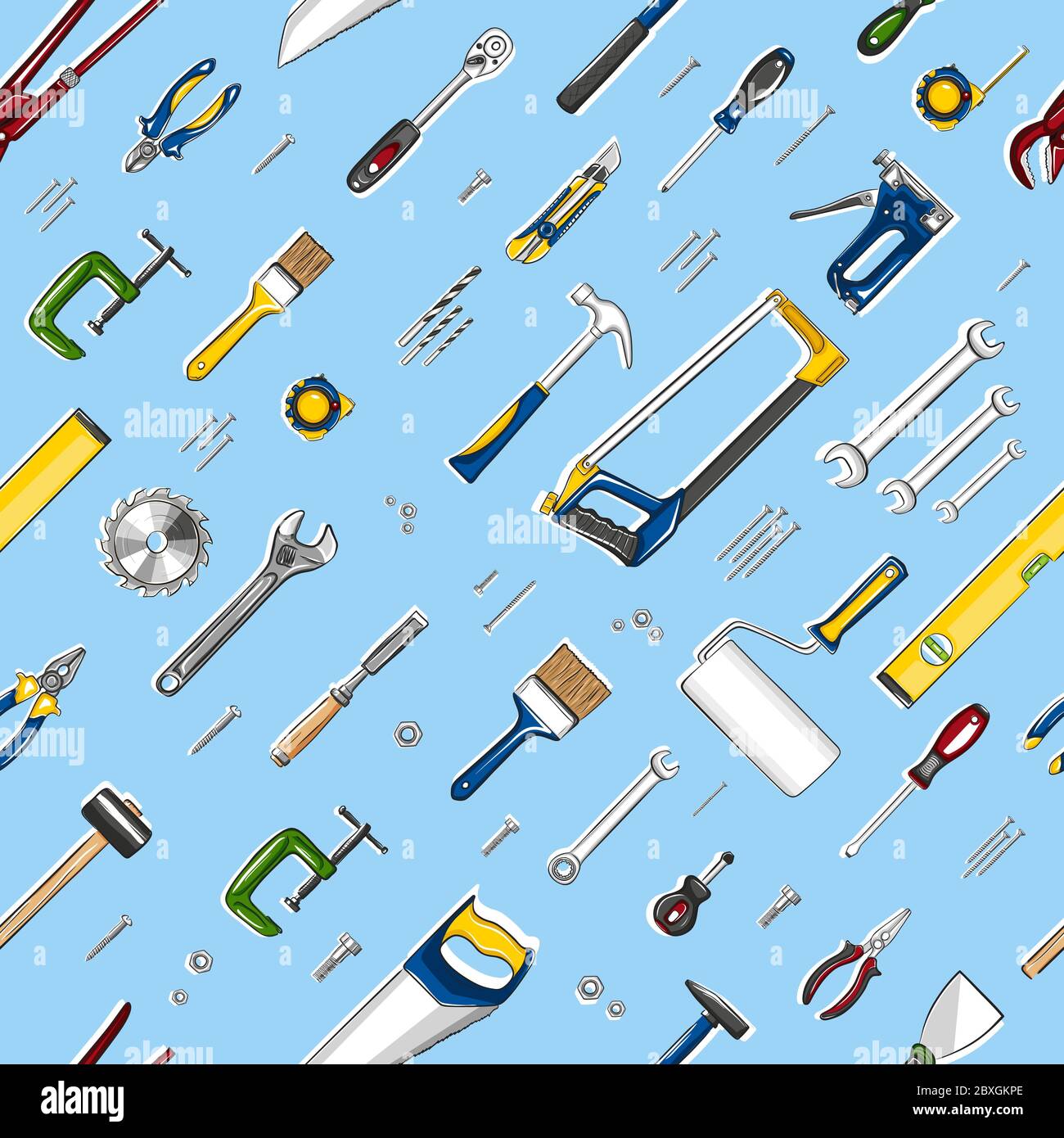 Repair tools seamless, pattern in cartoon style Stock Vector Image ...