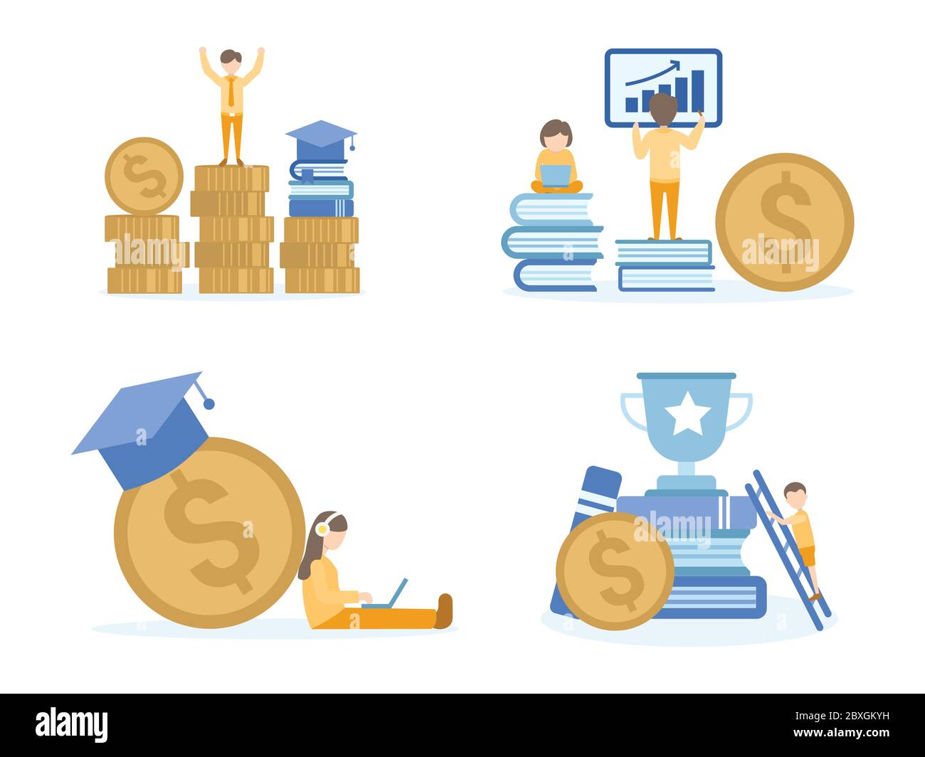 Men happy with money. Student learning investment online courses ...