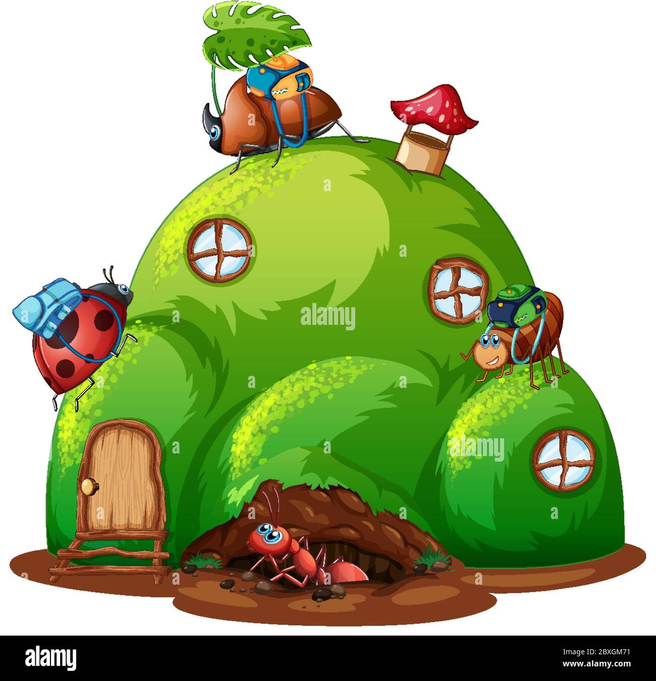 Gardening theme with insects in their home illustration Stock Vector ...