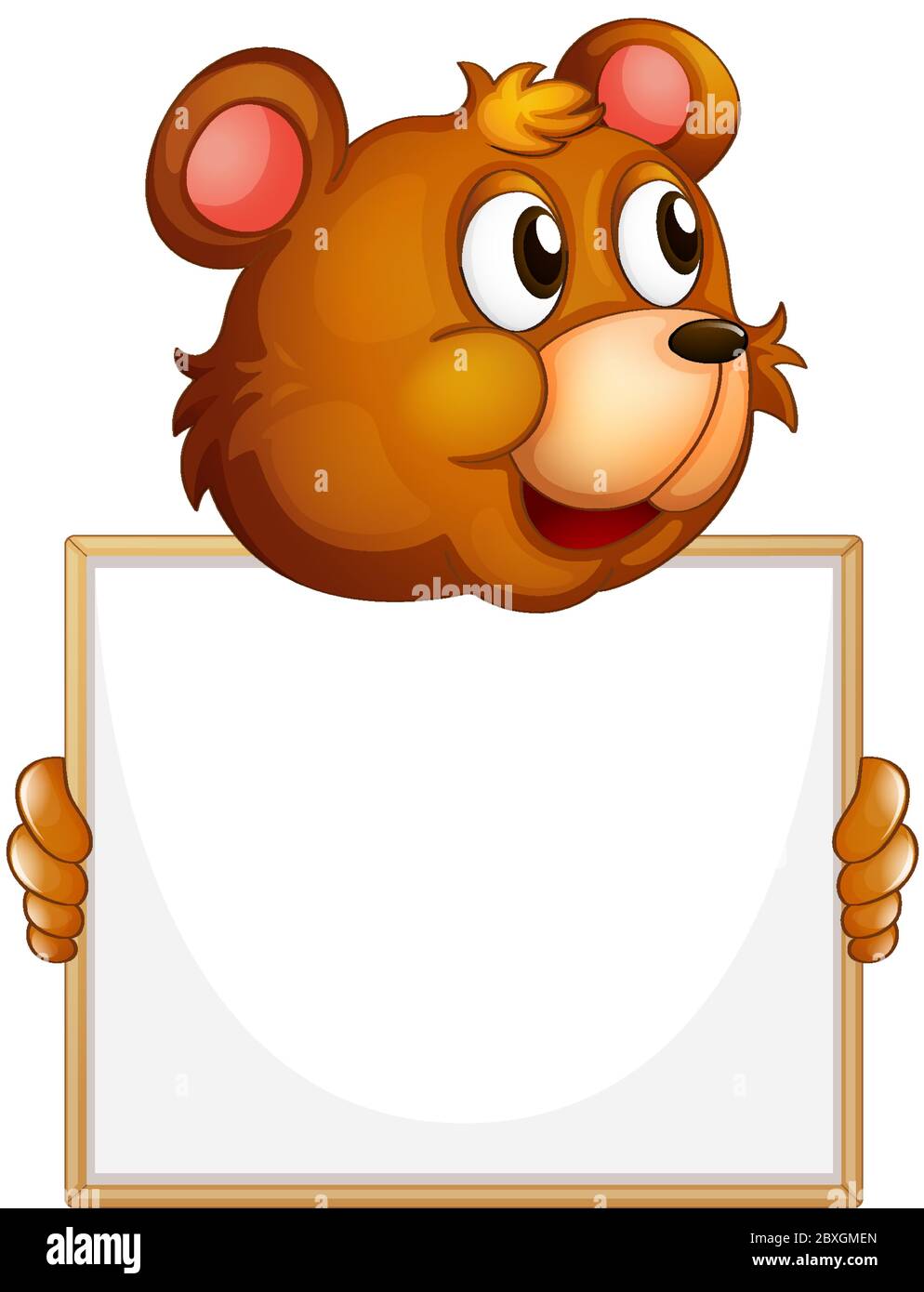 Blank sign template with brown bear on white background illustration ...