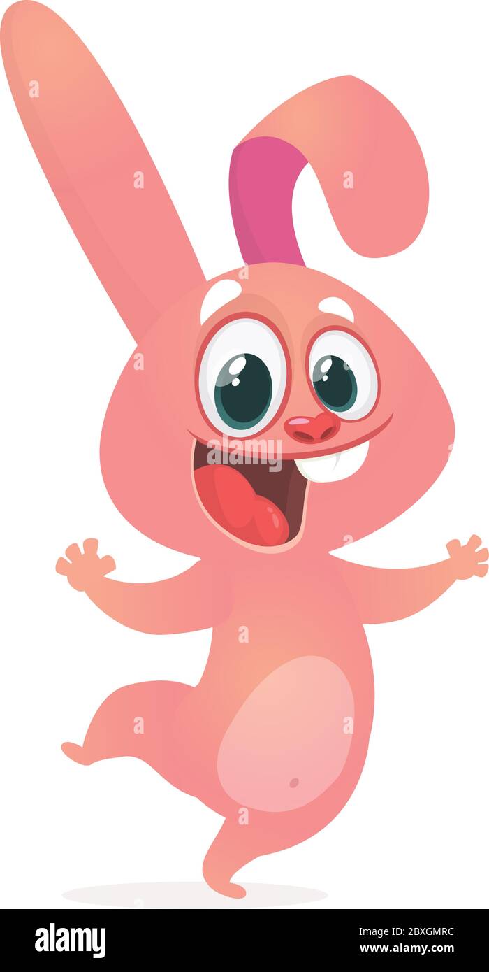 Pink easter rabbit cartoon. Easter Bunny vector illustration Stock ...