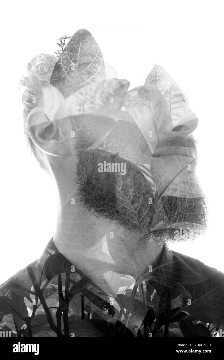 Surreal creative double exposure portrait Stock Photo - Alamy