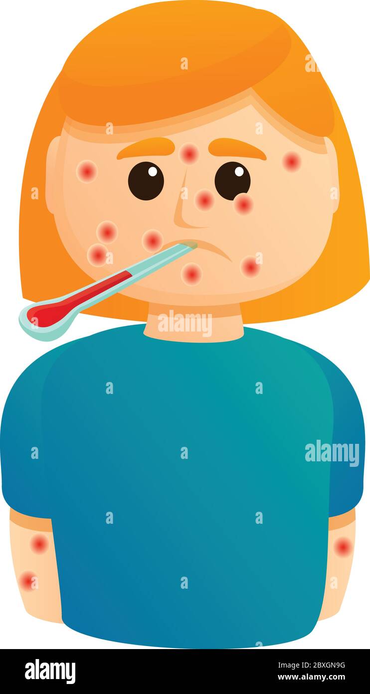 Chicken pox girl icon. Cartoon of chicken pox girl vector icon for web ...
