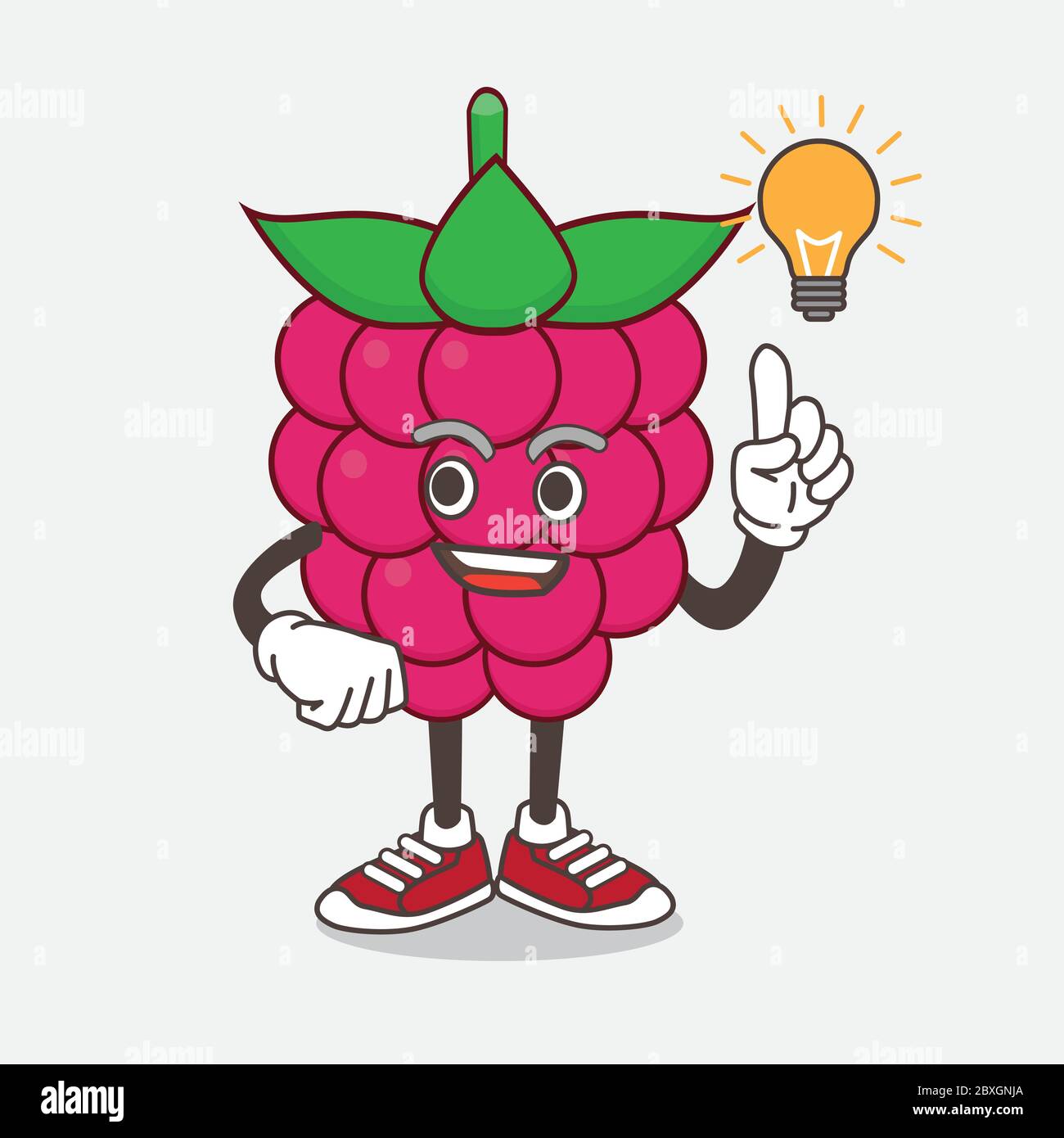 An illustration of Raspberry Fruit cartoon mascot character get an idea ...