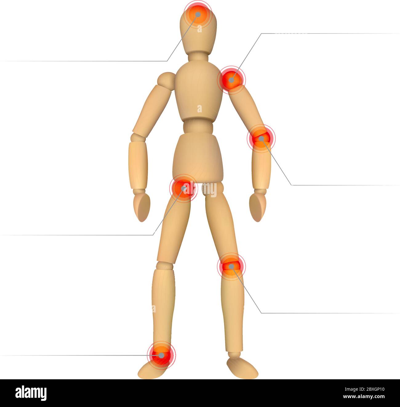 Pain infographics. Wooden female or male mannequin for drawing and ...