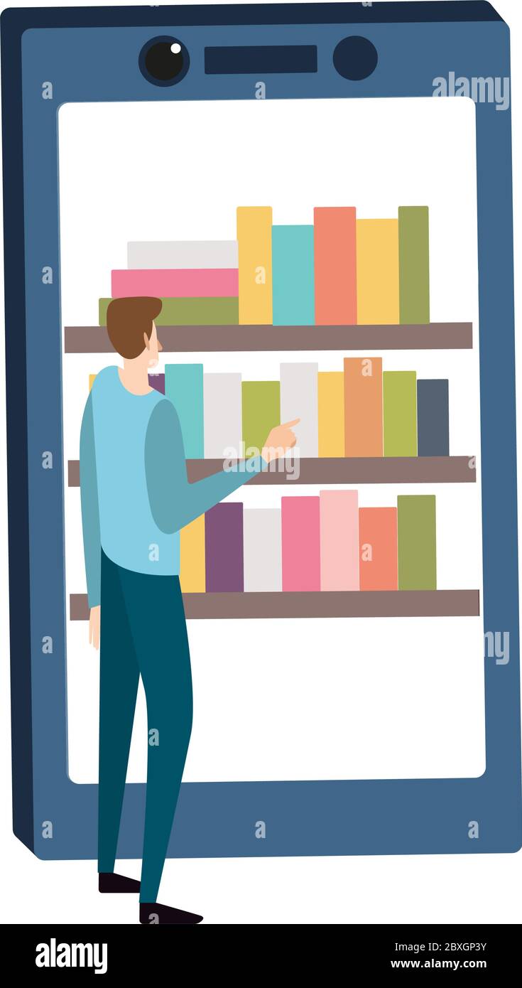 Vector online reading. Reading app for smartphone. E-reading and online ...