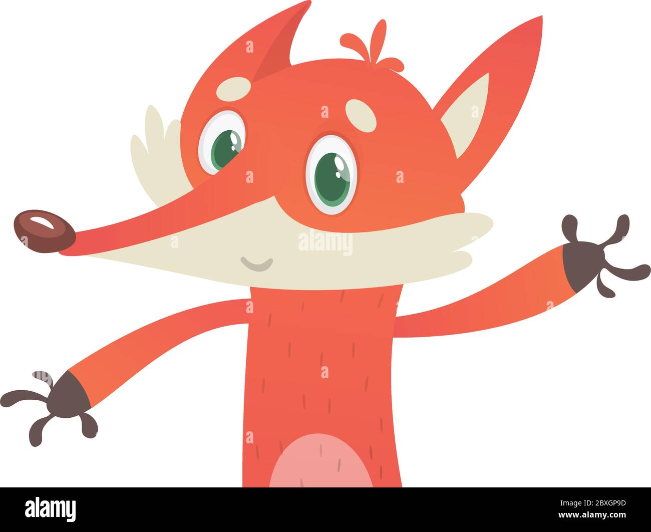 Cute cartoon fox character waving or presenting. Flat design. Vector ...