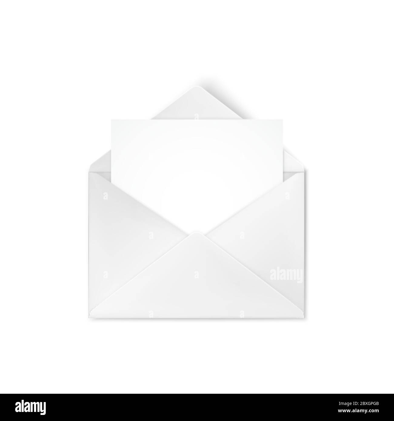 Realistic empty open white envelope with note for text. Vector ...