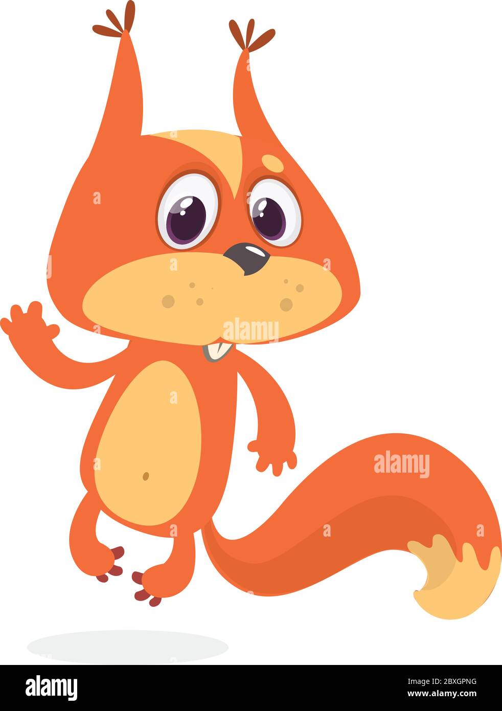 Jumping cartoon squirrel. Vector illustration isolated on white Stock ...