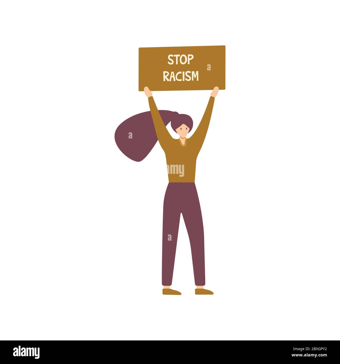 Girl holding a poster over the head with the words stop racism ...