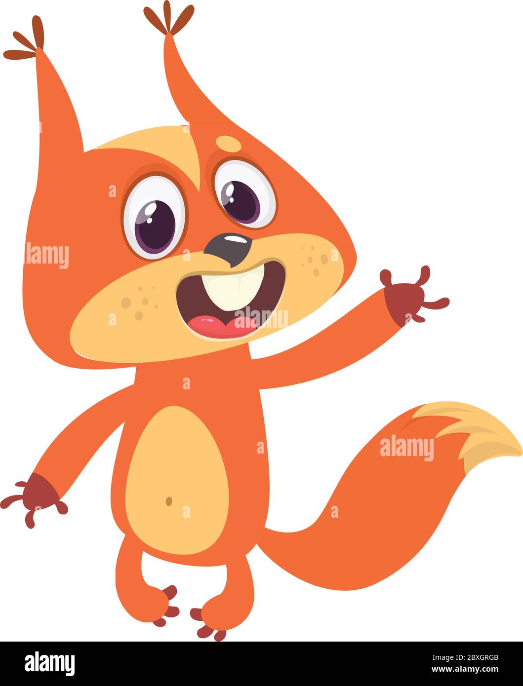 Cute cartoon squirrel make welcome gesture. Vector illustration Stock ...