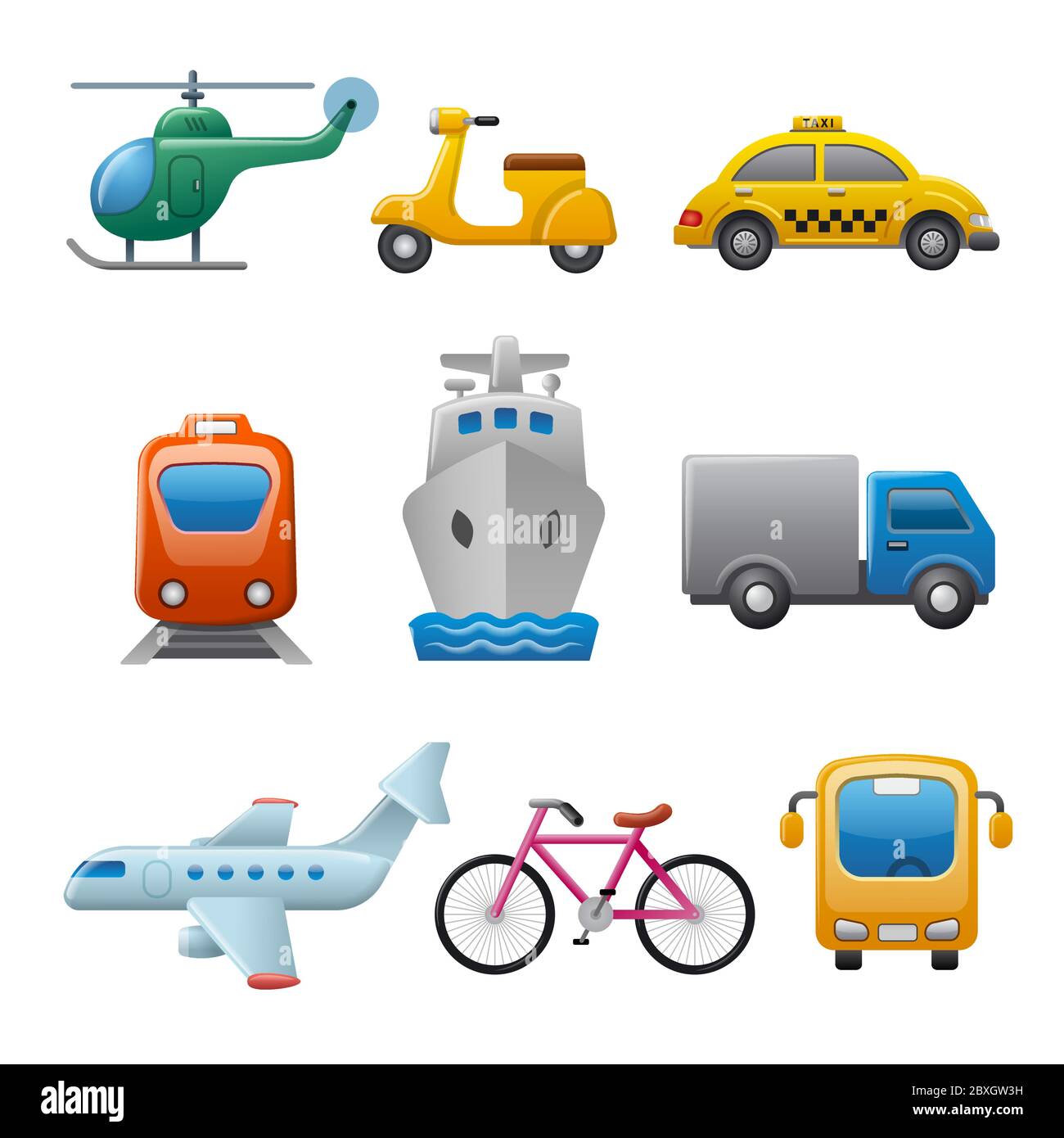 set of illustrations for concept icons of transport and travel Stock ...