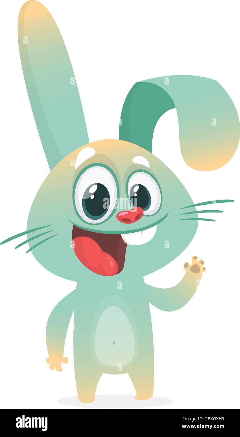 Cartoon Bunny Rabbit Character. Vector illustration. Isolated on white ...