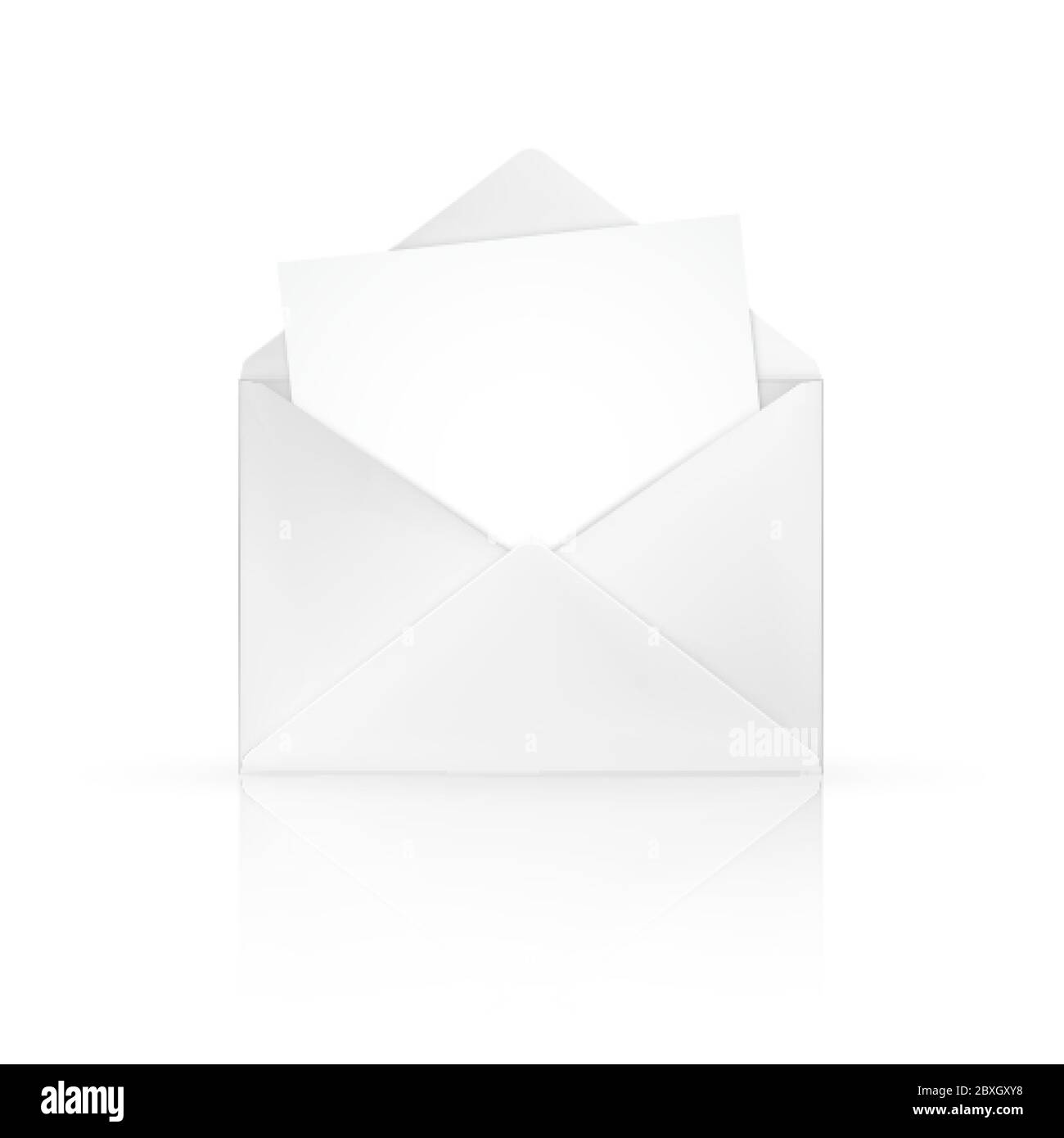 Realistic empty open white envelope with note template for text. Vector ...