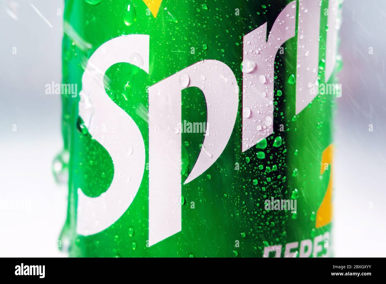 Tyumen, Russia-may 20, 2020: Close up a Sprite soda drink cans. Sprite ... Tyumen, Russia-may 20, 2020: Close up a Sprite soda drink cans. Sprite ...