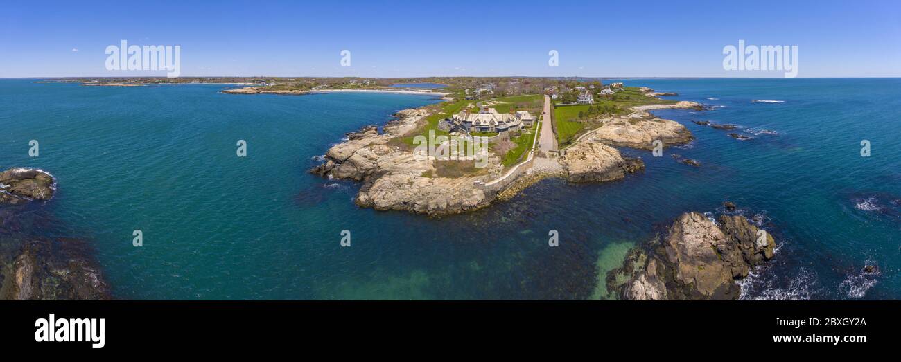 Historic mansion the Waves aerial view at 61 Ledge Road at Newport ...