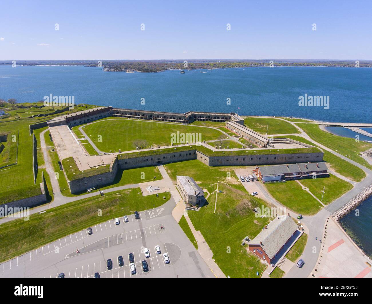Fort Adams aerial view on Ocean Drive in Fort Adams State Park at ...