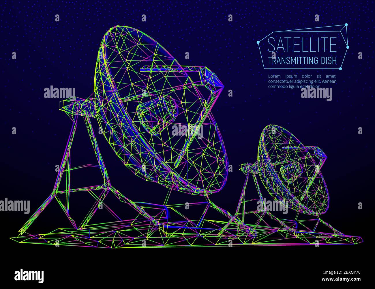 Colorful abstract polygonal satellite dish for space exploration ...