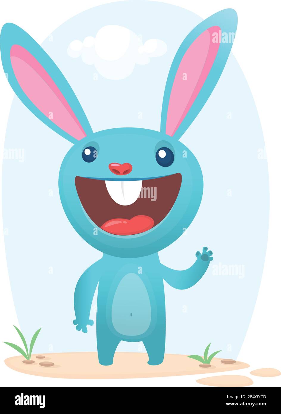 Happy bunny cartoon isolated on forest background. Vector illustration ...