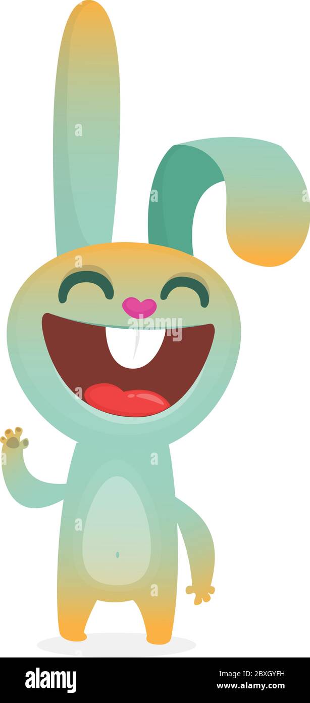 Happy bunny cartoon lauging with eyes closed. Vector illustration ...