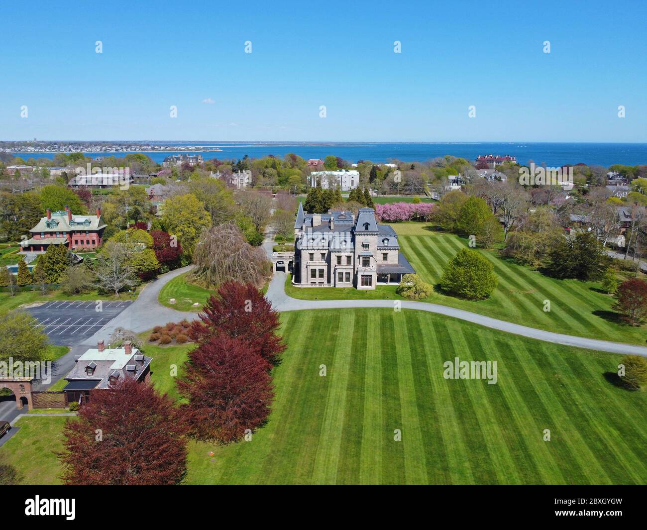 Chateau-sur-Mer aerial view at Newport, Rhode Island RI, USA. Chateau ...