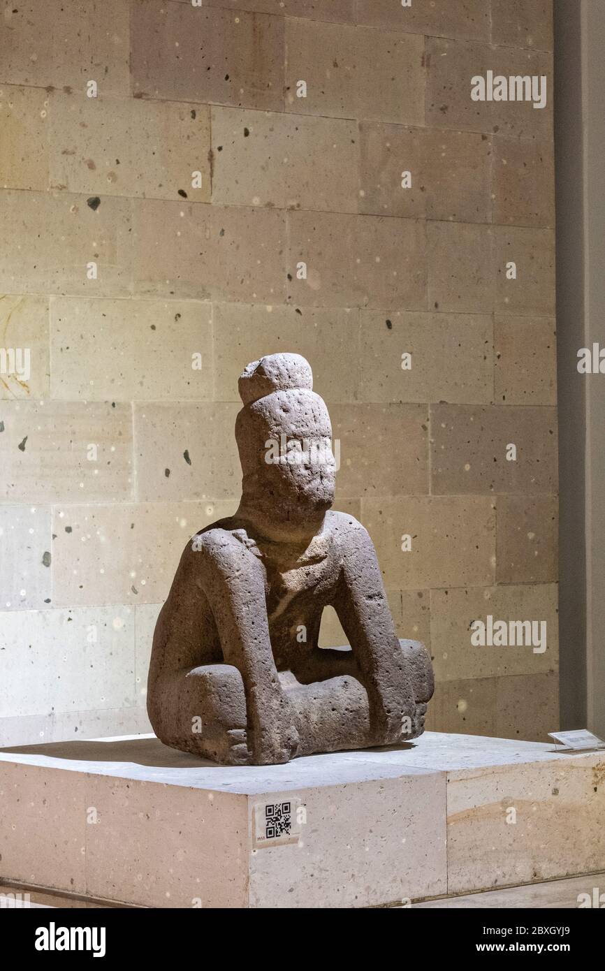 Olmec stone sculptures on display at the Museum of Anthropology in the ...