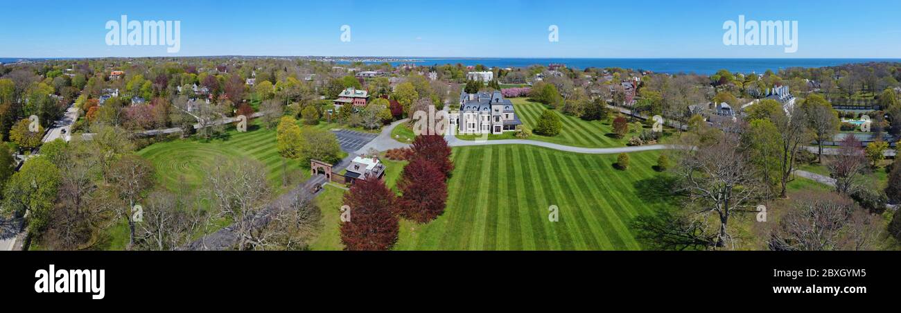Chateau-sur-Mer aerial view at Newport, Rhode Island RI, USA. Chateau ...