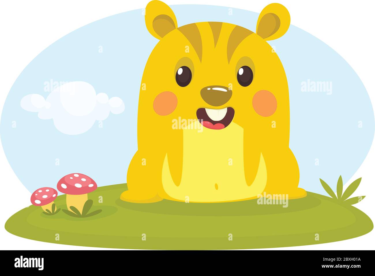 Cartoon chipmunk on grass background. vector illustration Stock Vector ...