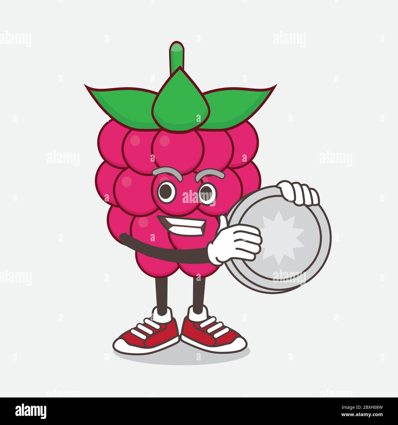 An illustration of Raspberry Fruit cartoon mascot character holding a ...