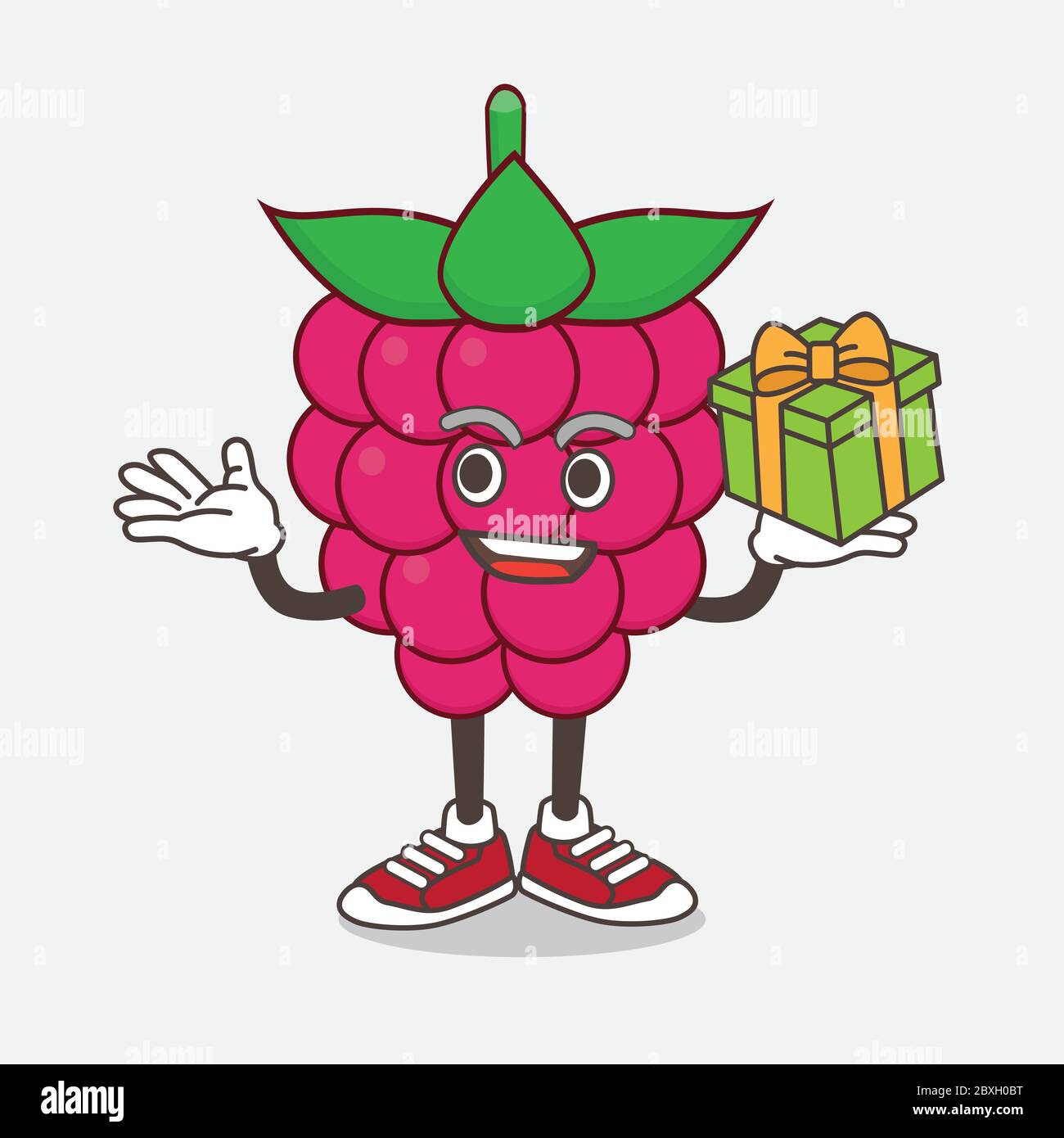 An illustration of Raspberry Fruit cartoon mascot character with a box ...