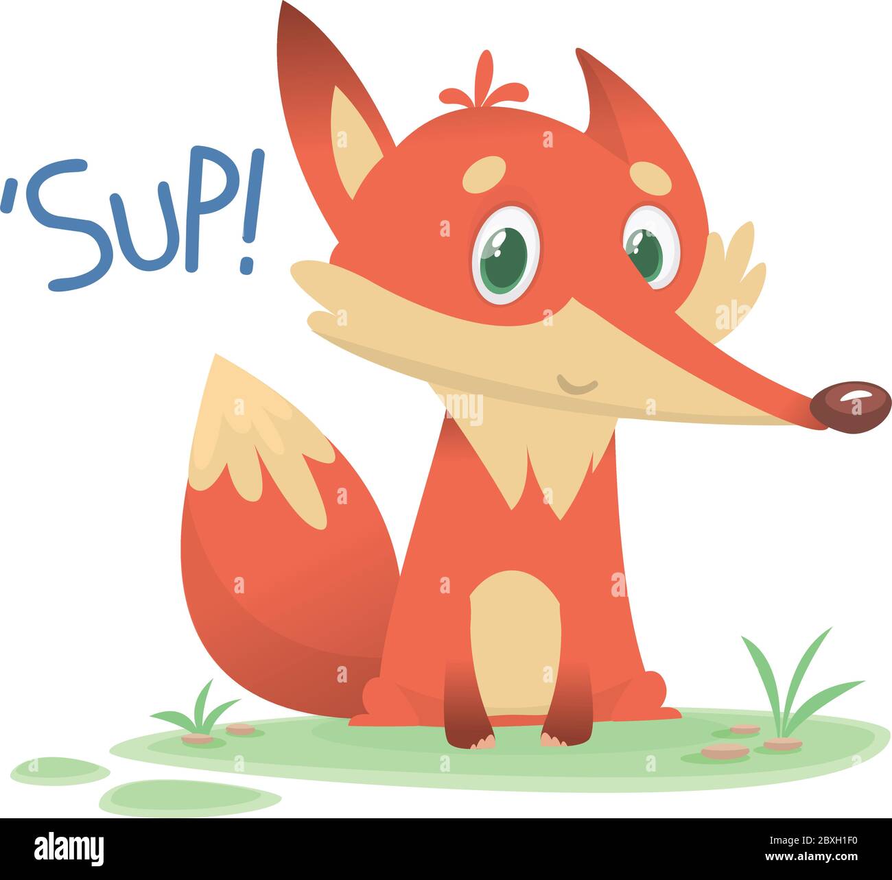 Cute cartoon fox character saying 'Sup!'. Vector illustration Stock ...