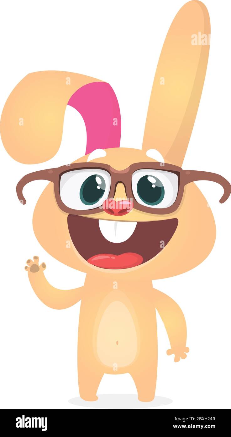 Cute cartoon bunny wearing eyesglasses. Vector illustration of a ...