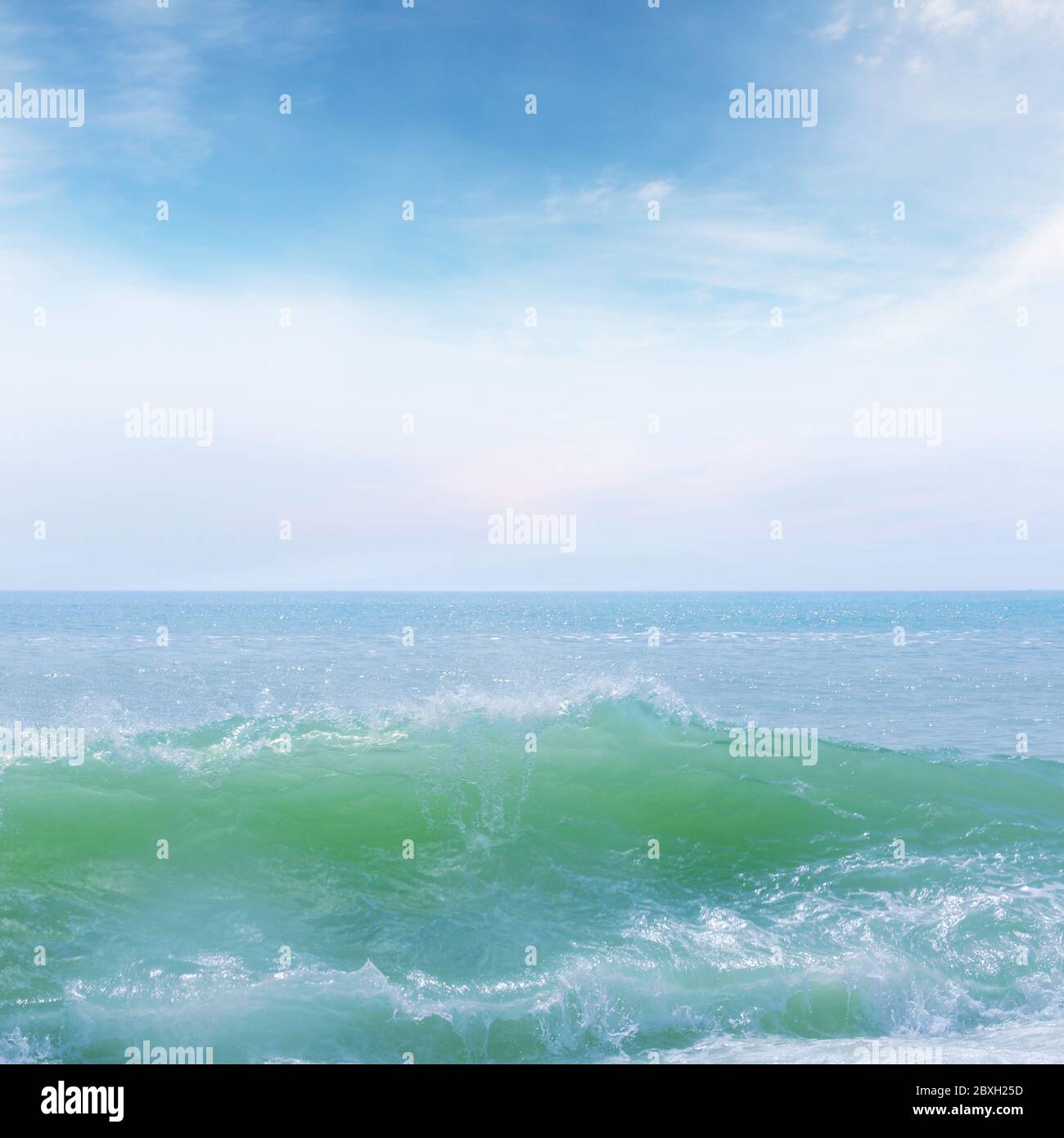 Beautiful natural background with sea landscape and wave splash near ...