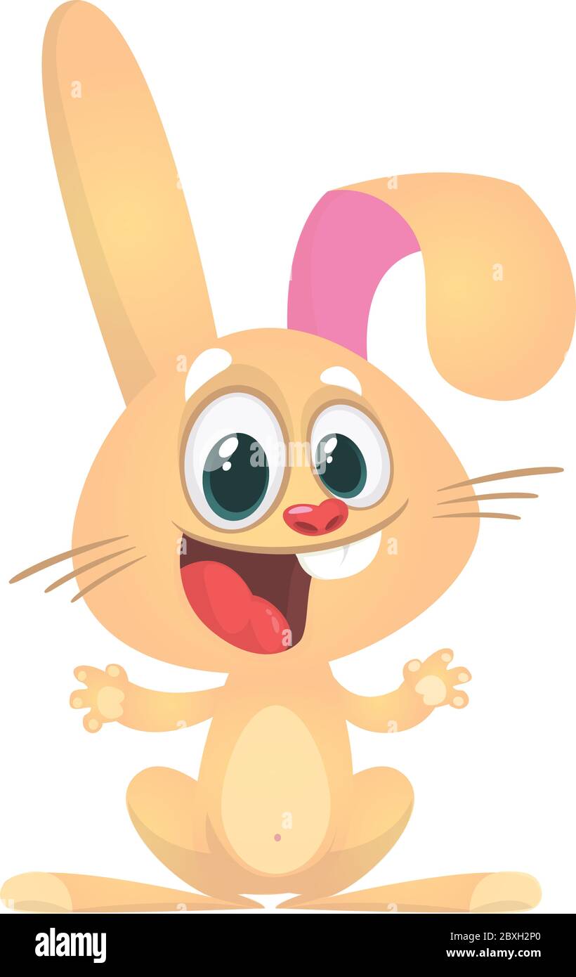 Cute excited rabbit cartoon. Vector illustration Stock Vector Image ...