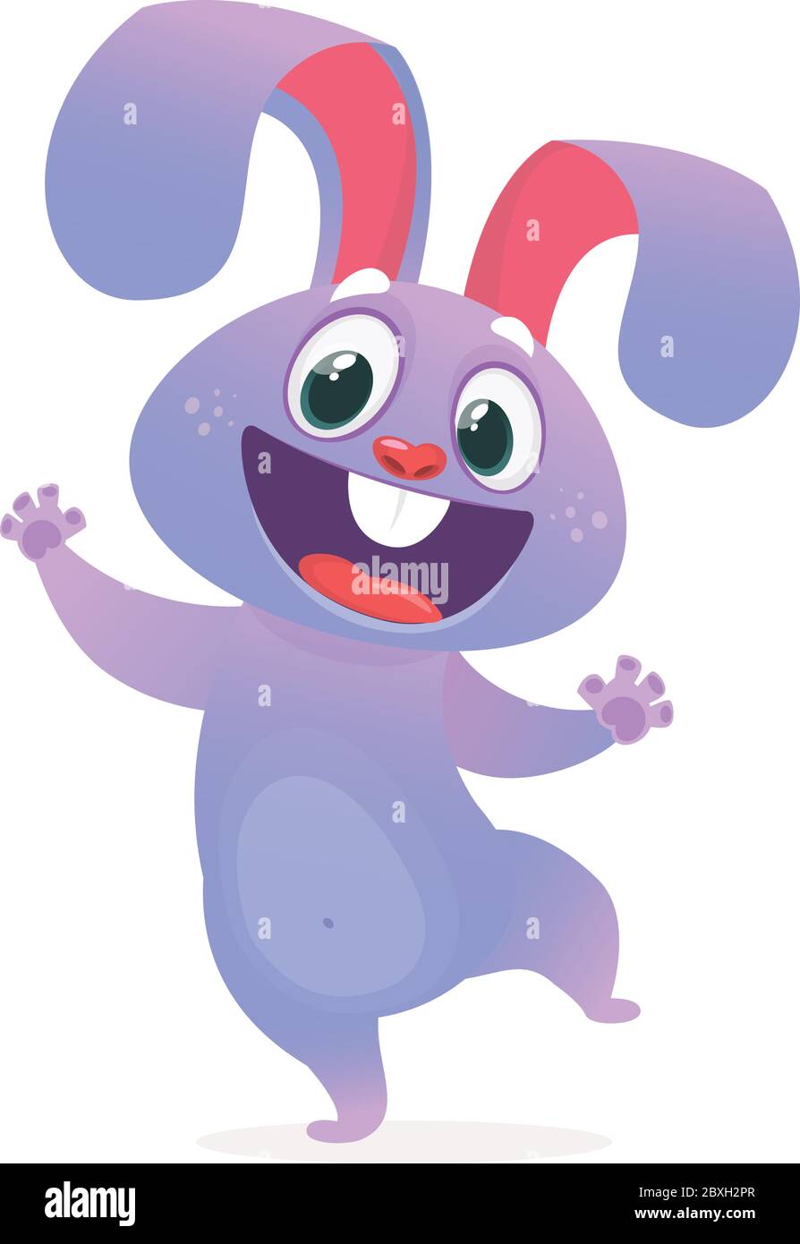 Cartoon happy rabbit with big ears. Forest animals. Vector illustration ...