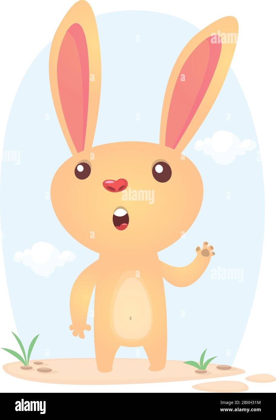 Happy bunny cartoon isolated on forest bacground. Vector illustration ...