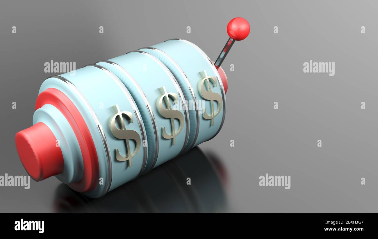 Slot machine result with three number symbols of dollar - 3D rendering ...