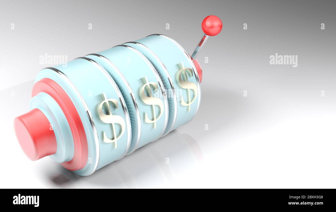 Slot machine result with three number symbols of dollar - 3D rendering ...