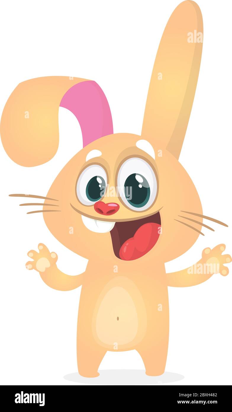 Cute excited rabbit cartoon. Vector illustration Stock Vector Image ...