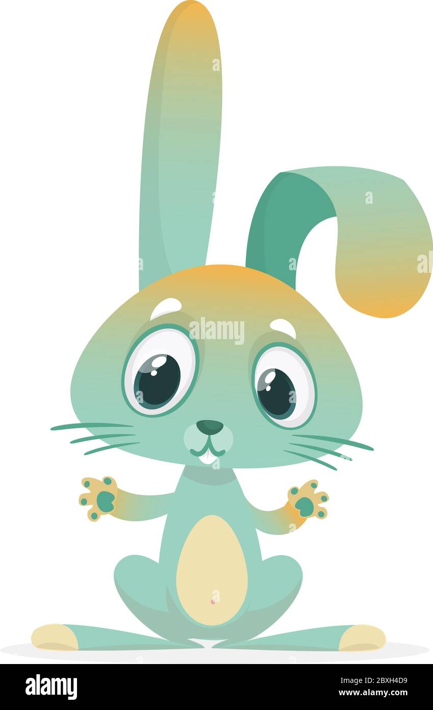 Cartoon cute rabbit with big ears. Forest animals. Vector illustration ...