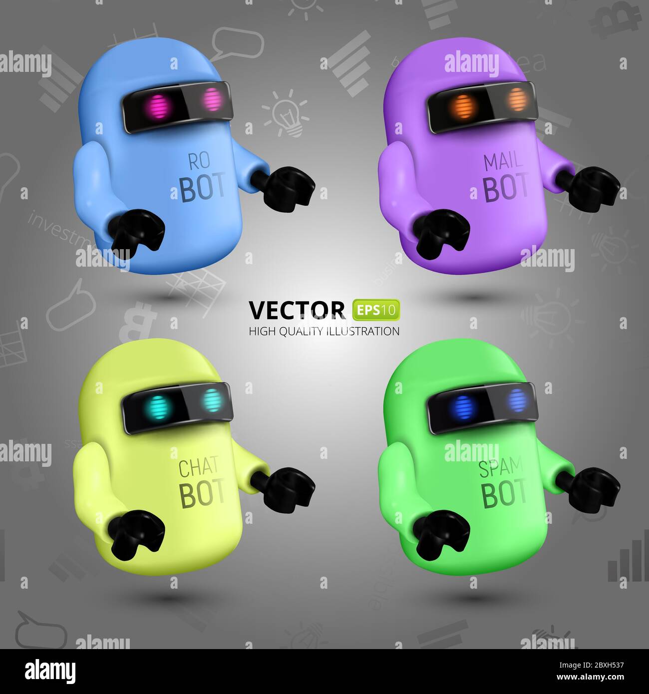 Vector Set With Four Colorful Chat Bots, The Concept Of Virtual ...