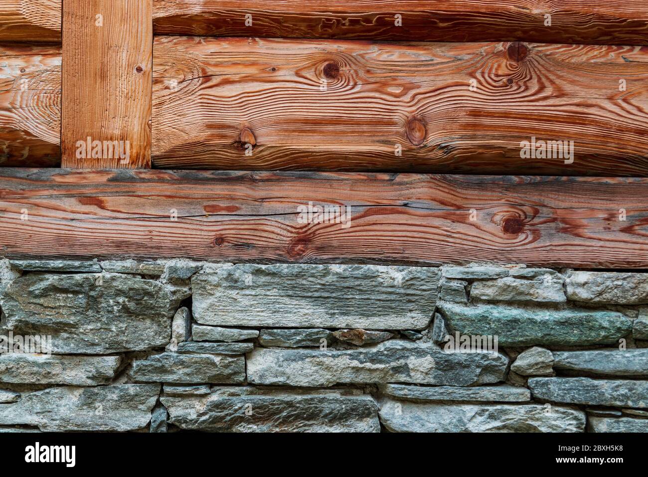 Typical Walser style houses in Pedemonte, Alagna Valsesia, Piedmont ...