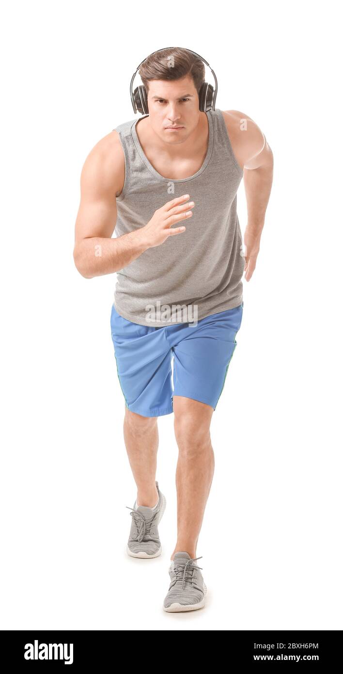 Athlete running headphones Cut Out Stock Images & Pictures - Alamy