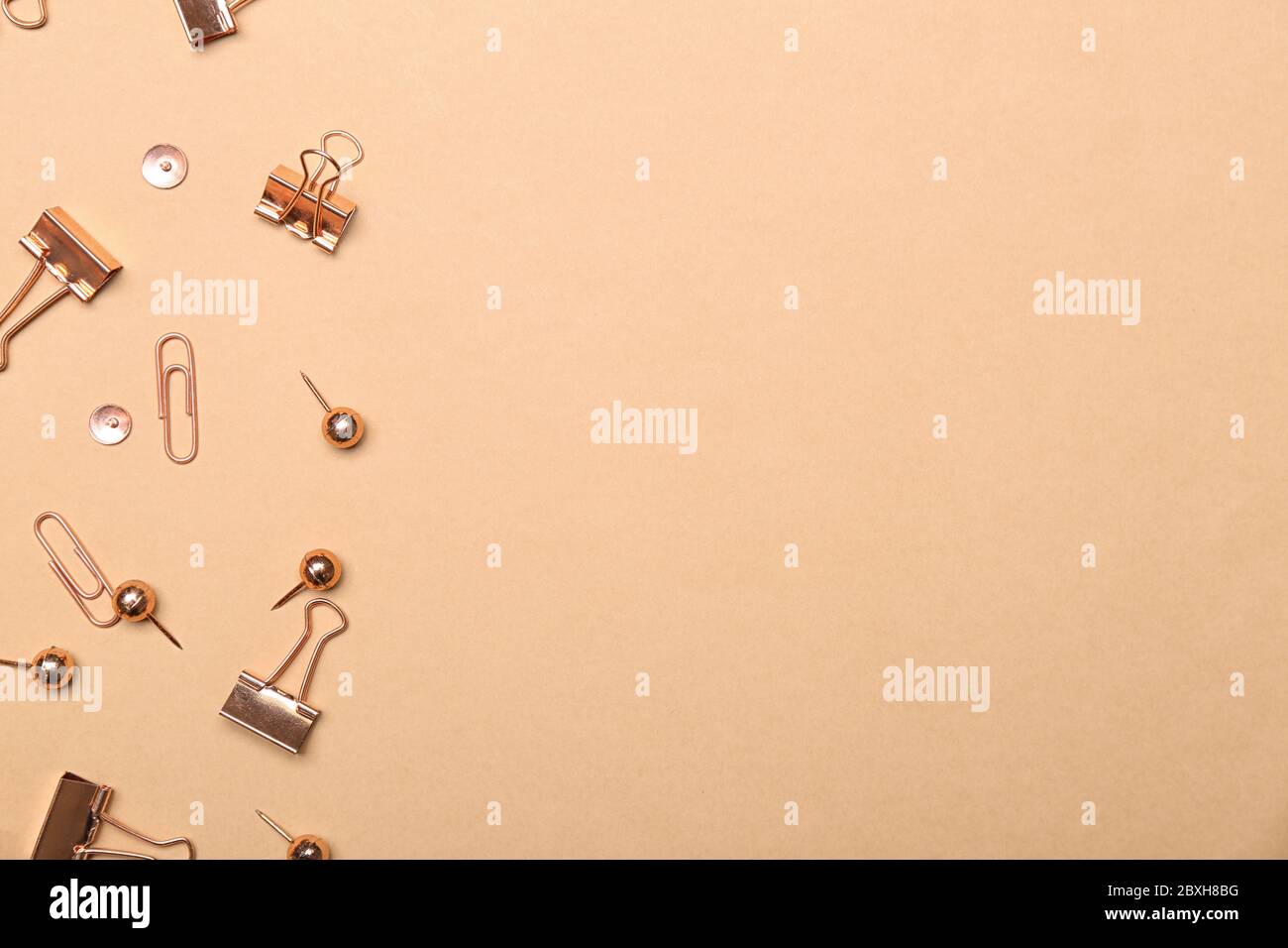 Set of stationery on color background Stock Photo - Alamy