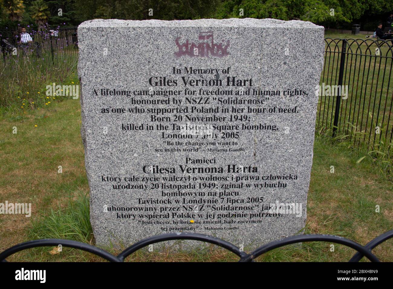 A memorial honouring Giles Hart, a British human rights campaigner who ...